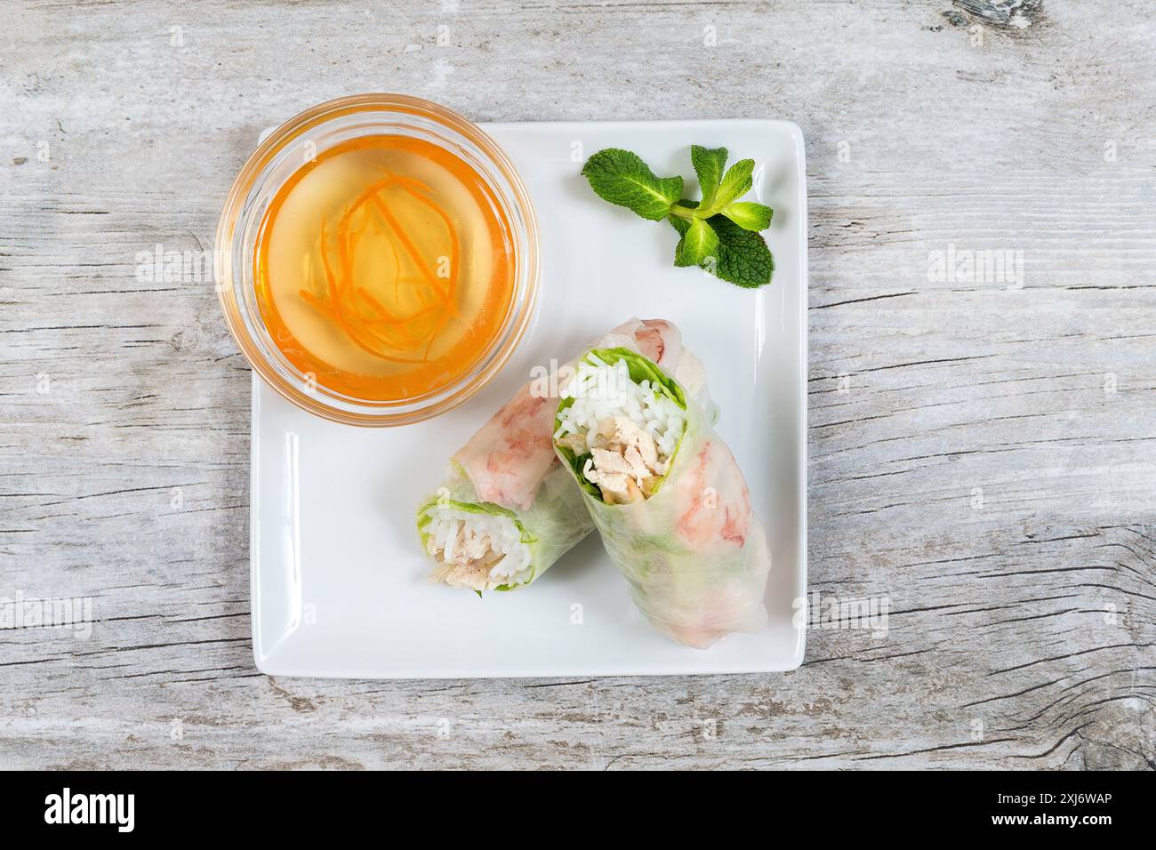 Spring roll cut in half Stock Photo - Alamy
