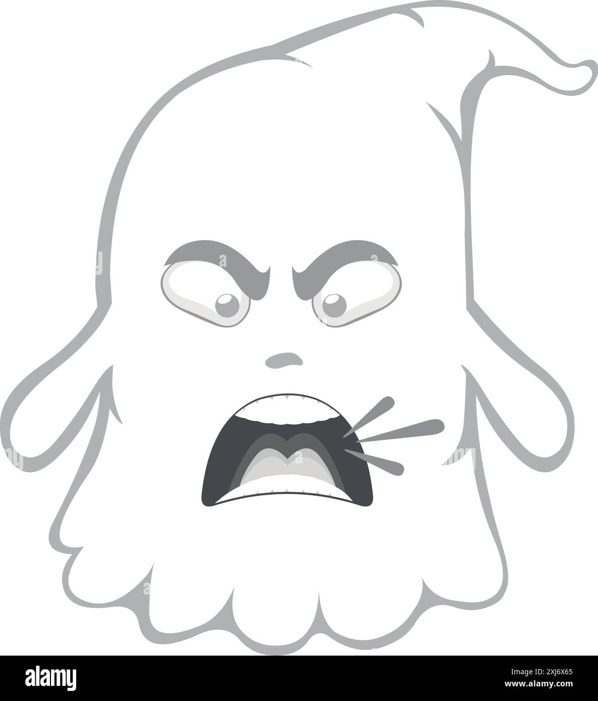 vector illustration character ghost cartoon, with an angry expression ...