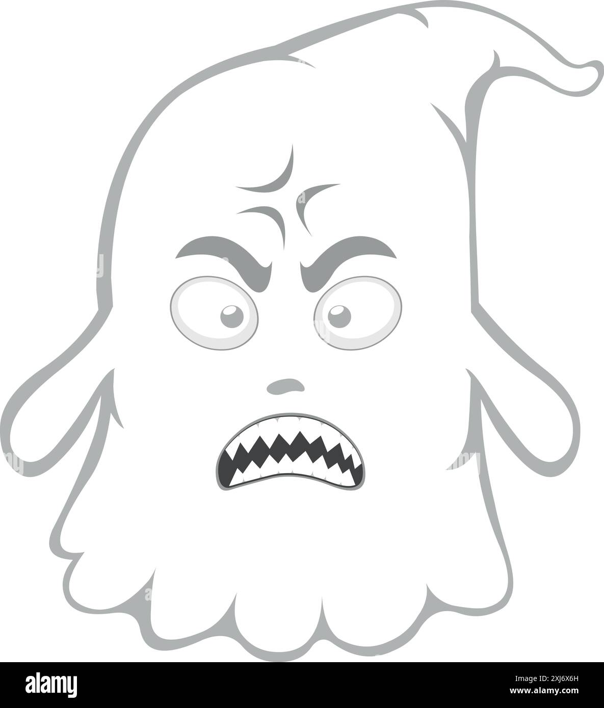 vector illustration character ghost cartoon, fury expression with a ...