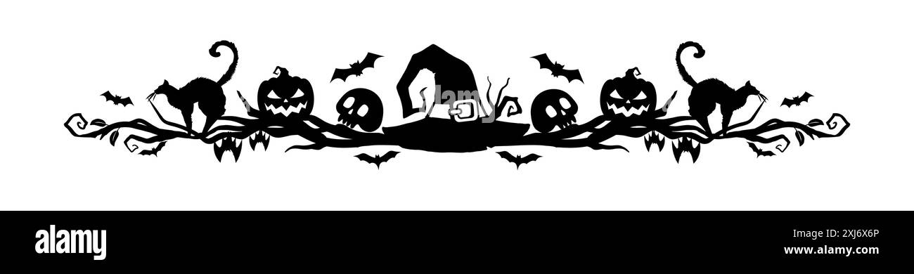 Halloween frame border and divider. Isolated vector spooky decorative ...