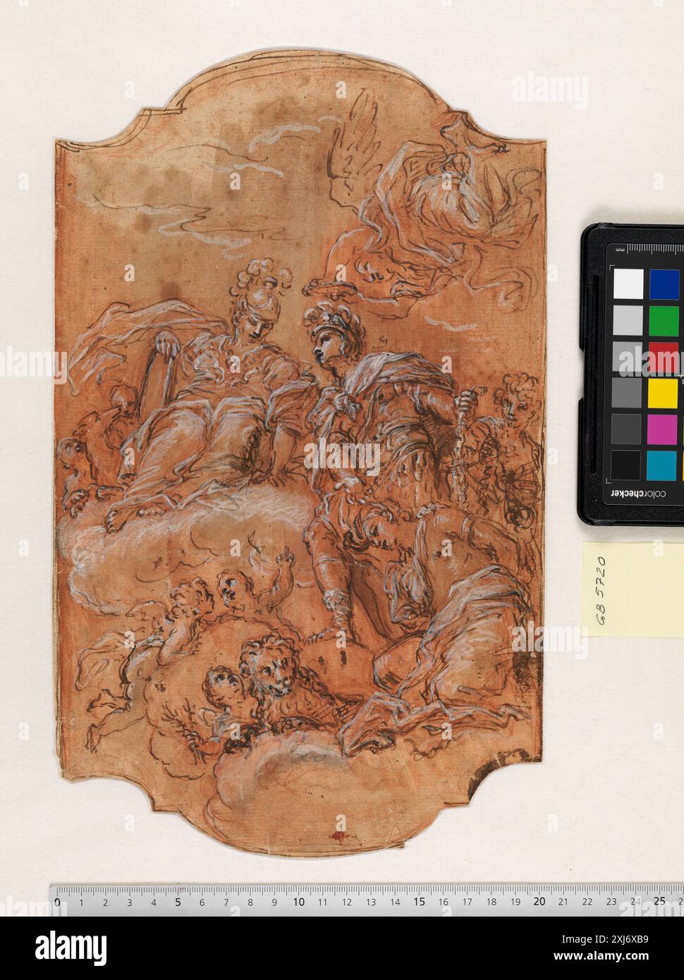 Drawing by Giuseppe Passeri showing Fame crowning Scipio Africanus ...