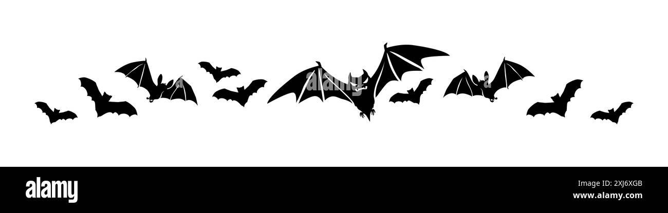 Halloween black frame border and divider adorned with spooky flying ...