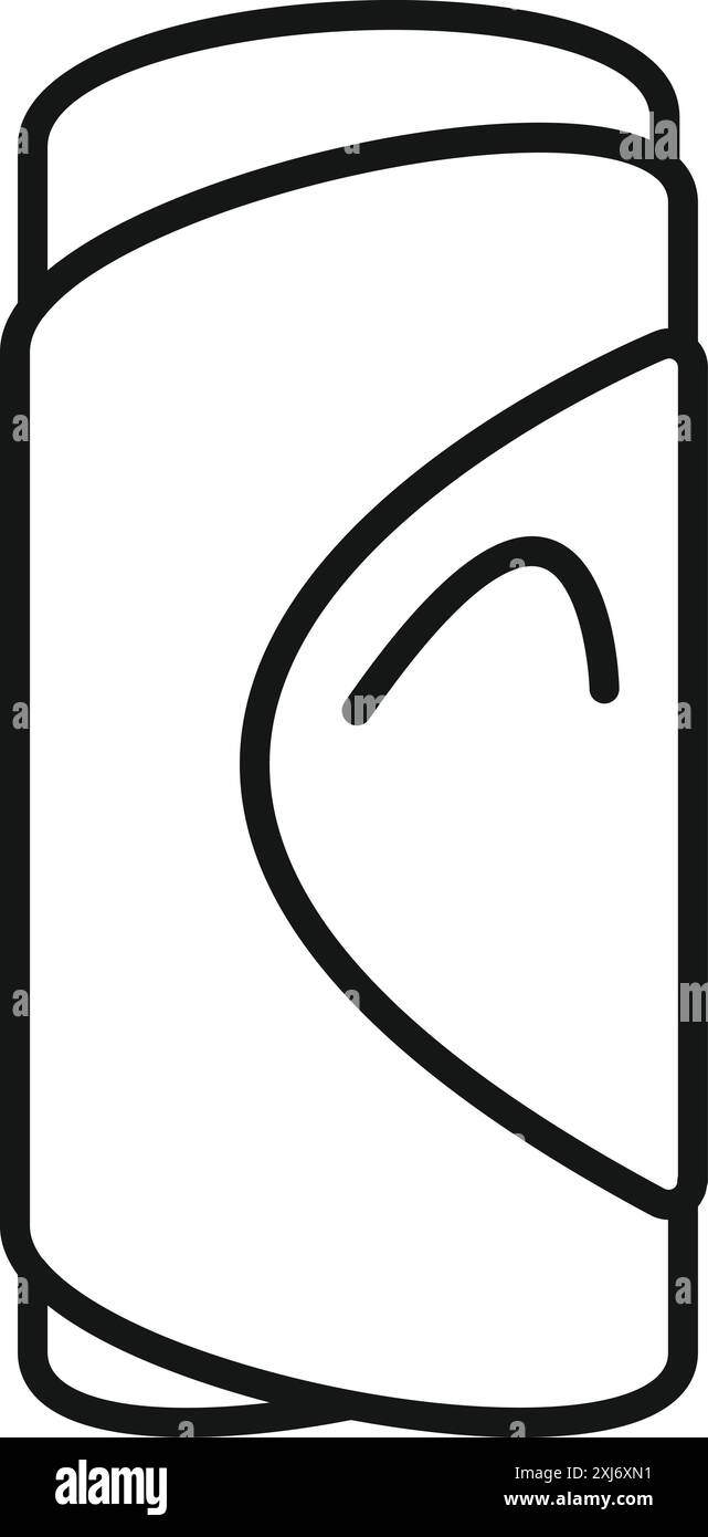 Simple black thin line icon of shawarma with meat, sauce and vegetables ...