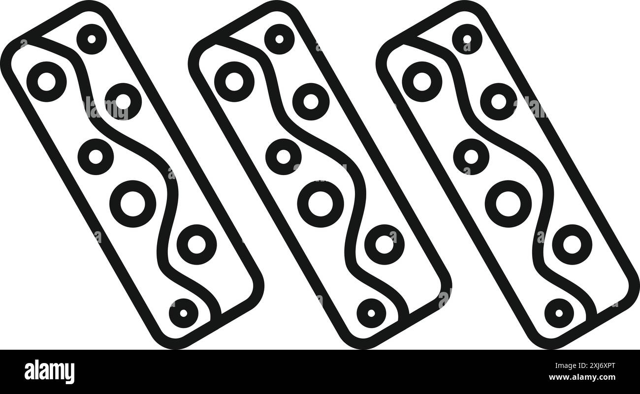 Line art black and white drawing of three chocolate bars lying ...