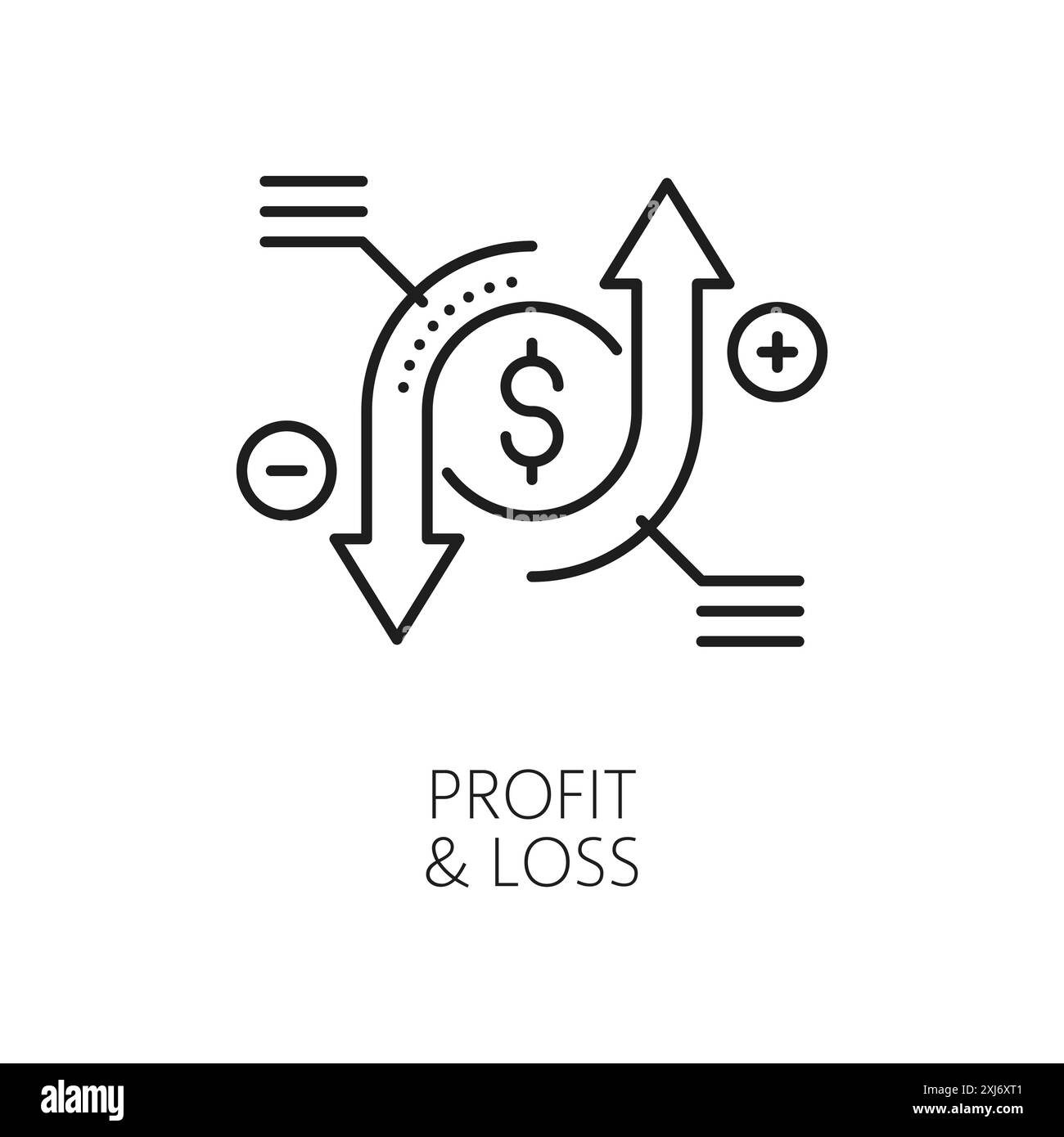 Financial analysis line icon of profit and loss for budget accounting ...