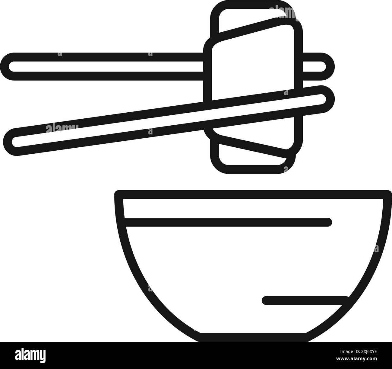 Outline symbol of chopsticks picking up food from a bowl, representing ...