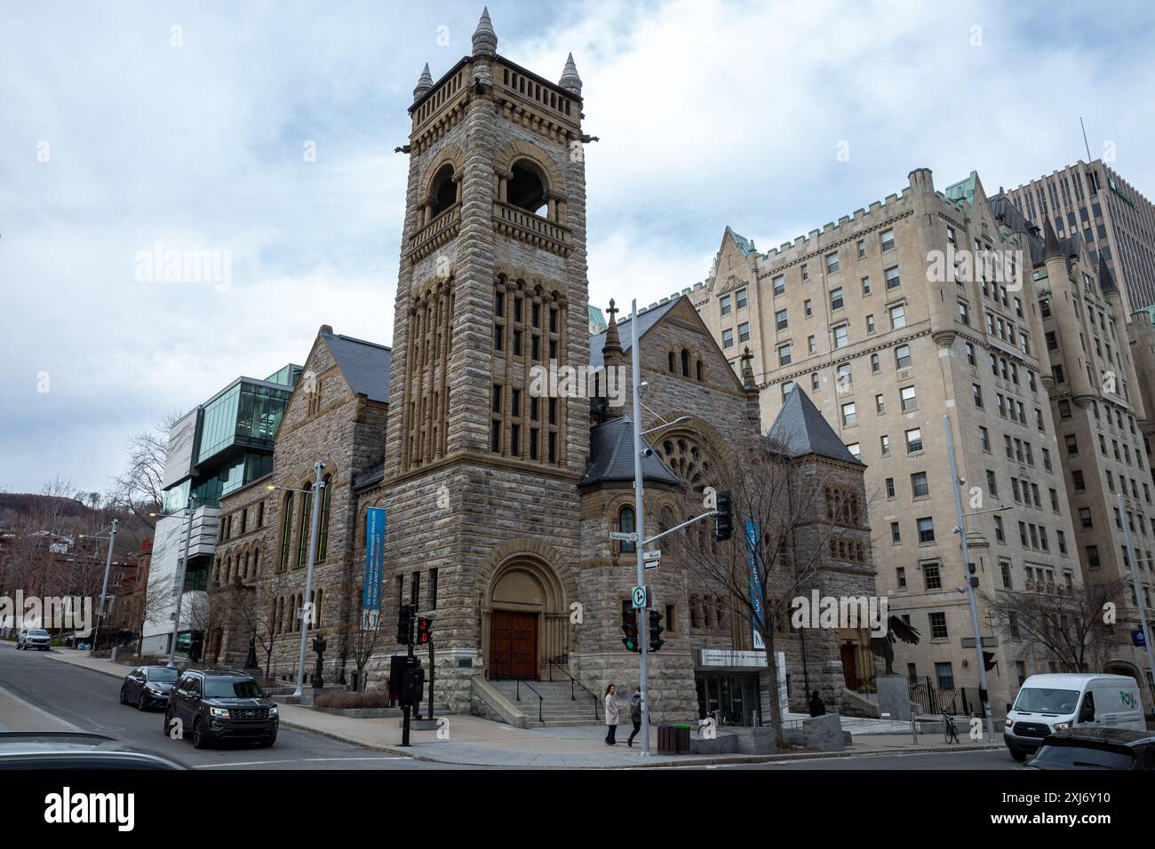 The majestic facade of Salle Bourgie Hall in downtown Montreal, Canada ...