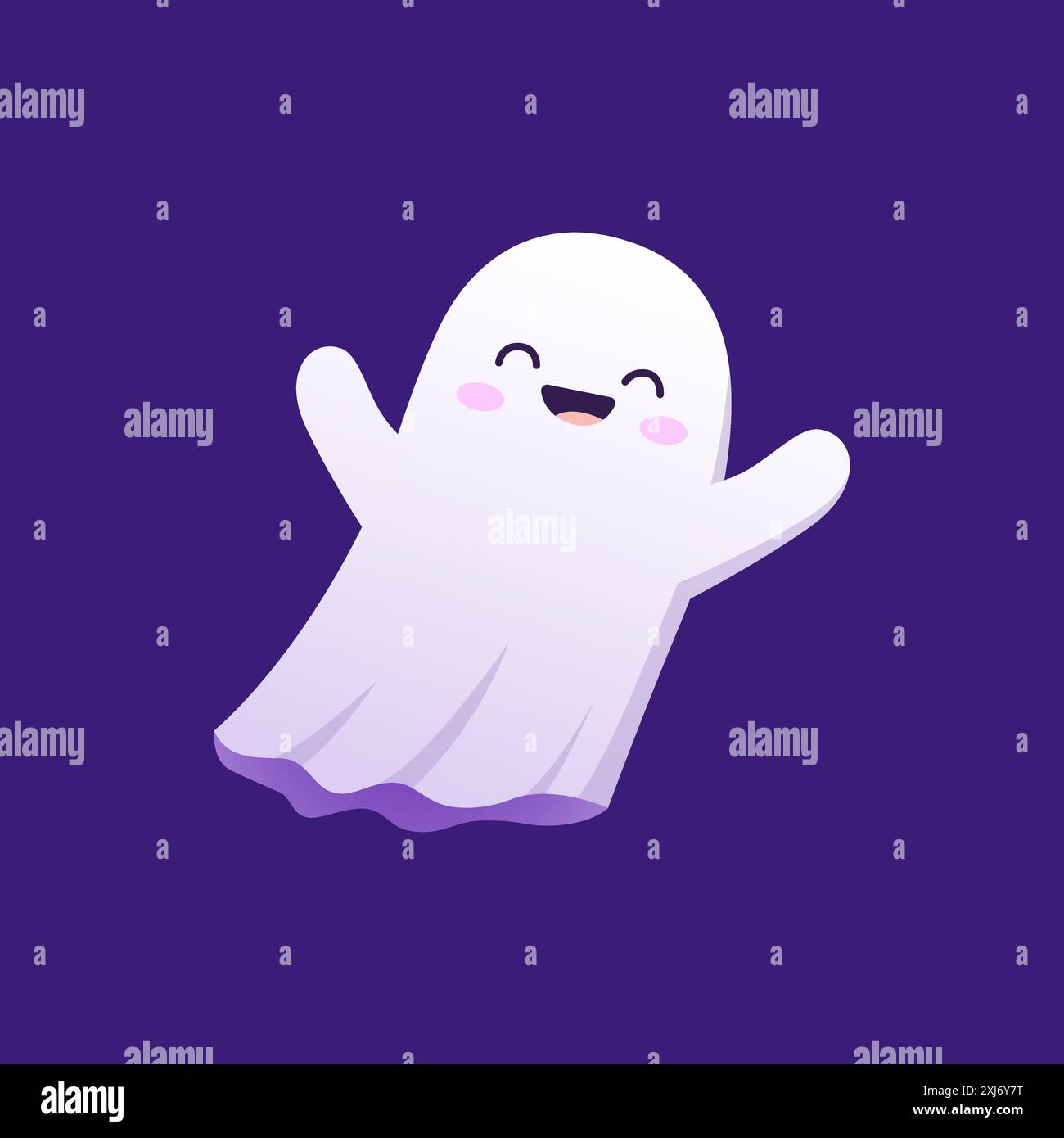 Halloween kawaii ghost character. Cartoon cute vector spook floating in ...