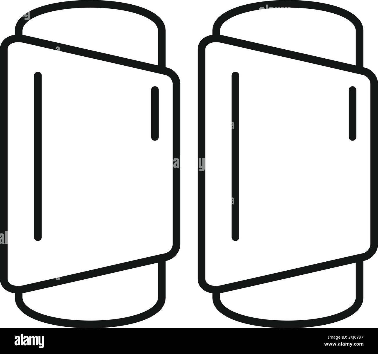 Line drawing of two aluminum cans with folded tops being recycled ...