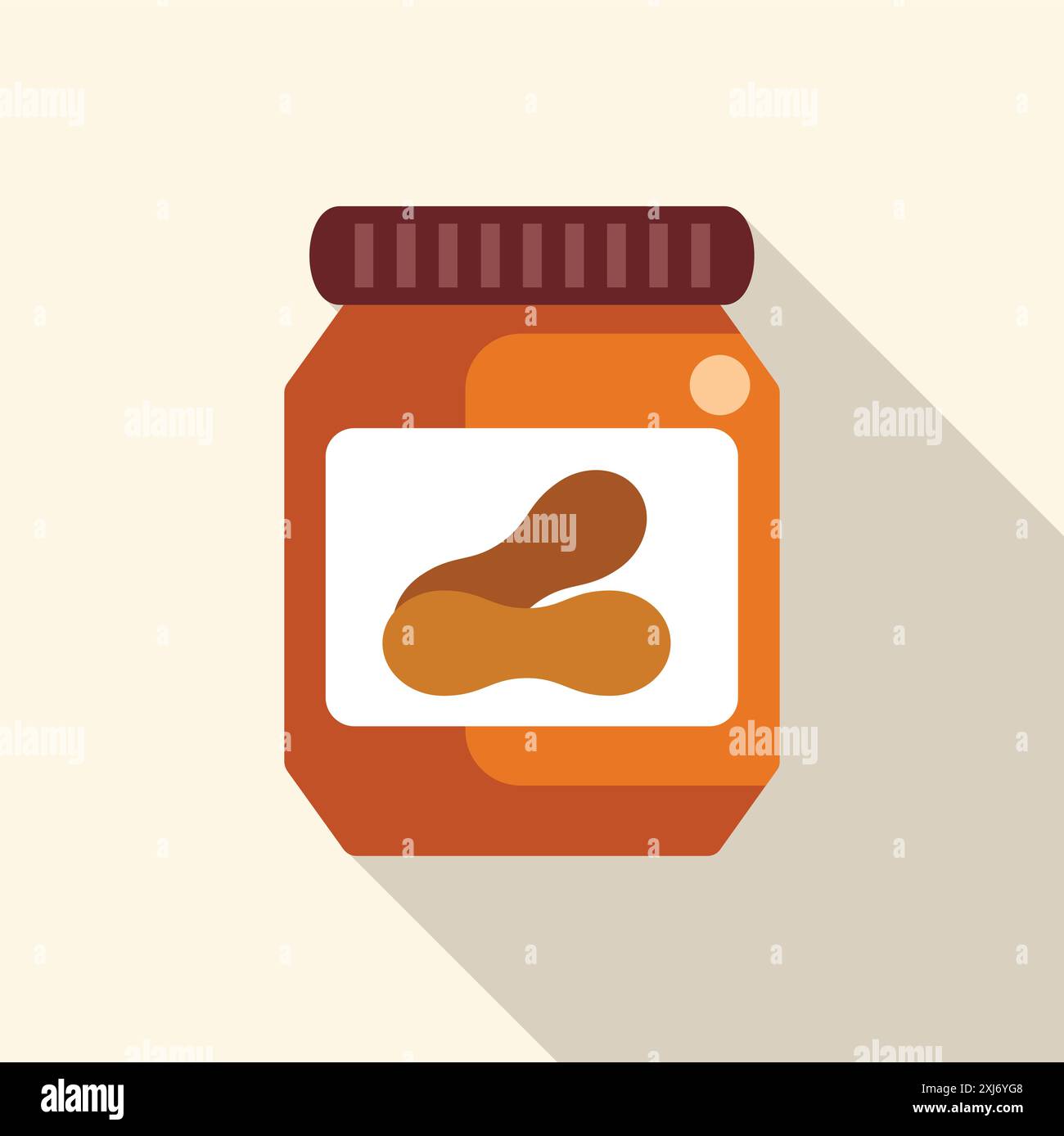 Jar of peanut butter is sitting on a countertop, with a simple ...