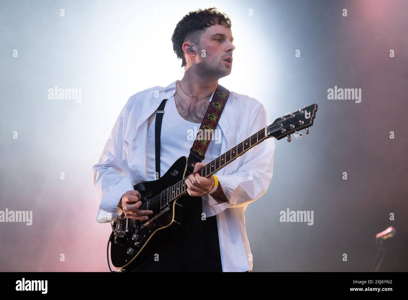 London, UK. 16 Jul 2024. Pictured: Lead guitarist Chris Alderton of ...