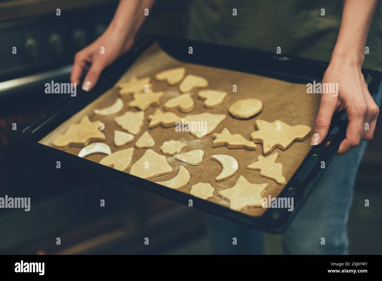 person baking christmas cookies Stock Photo - Alamy