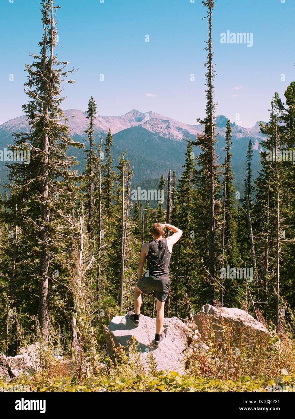 A traveller contemplates nature on the high ground Stock Photo - Alamy