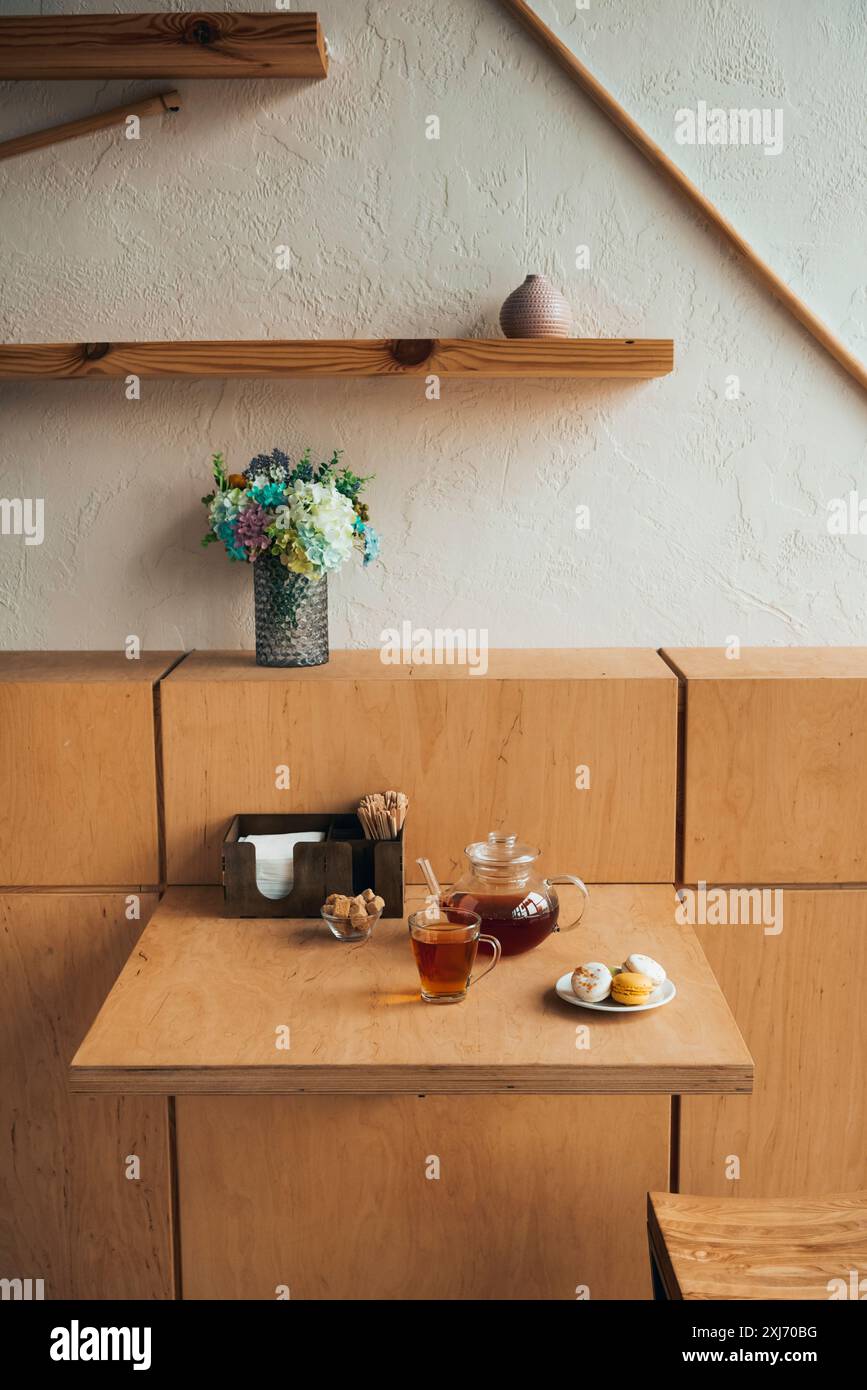 tea set and macarons Stock Photo - Alamy