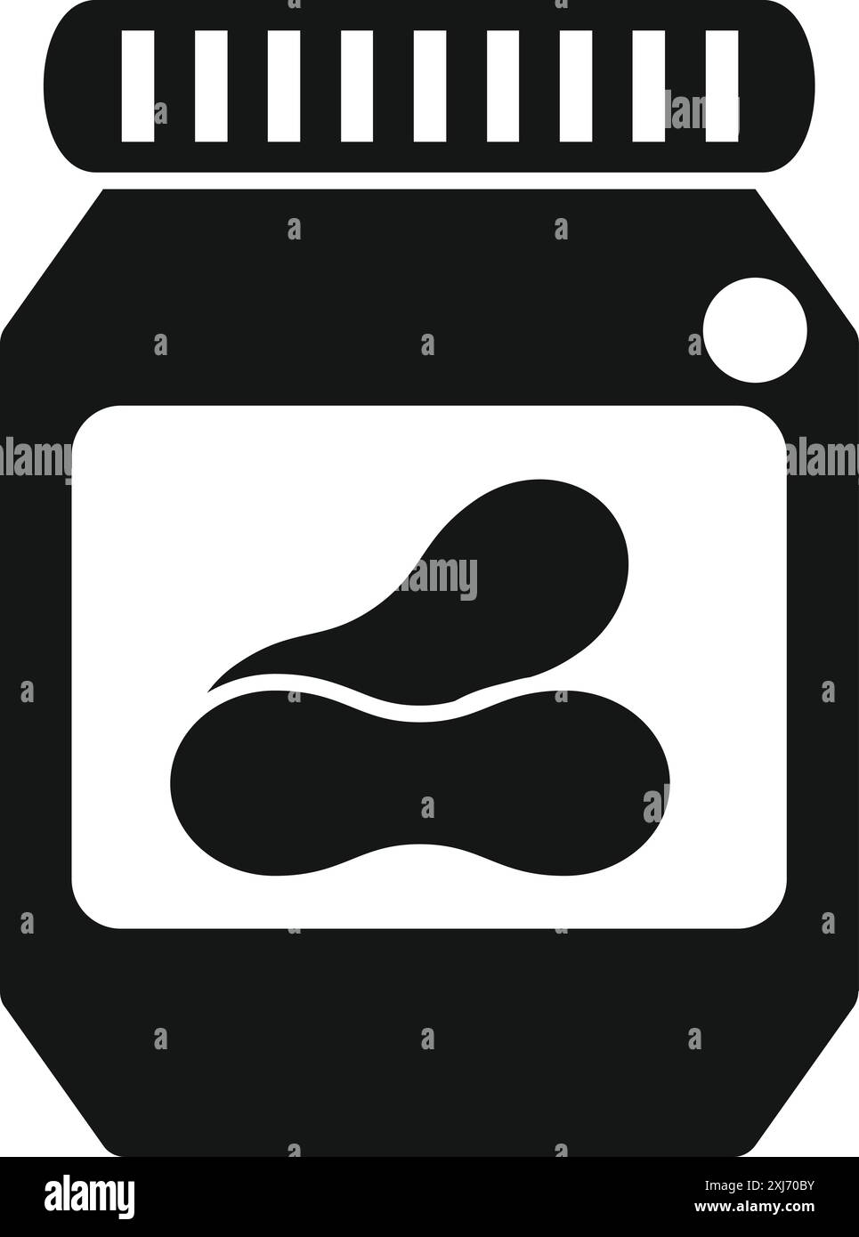 Black and white icon of a peanut butter jar with peanuts on the label ...
