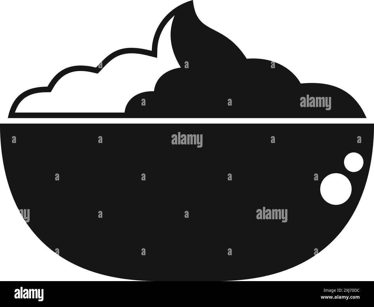 Black and white icon of a bowl that is overflowing with delicious food ...