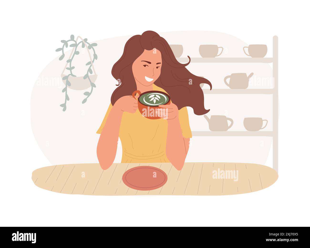 Matcha tea isolated cartoon vector illustrations Stock Vector Image ...