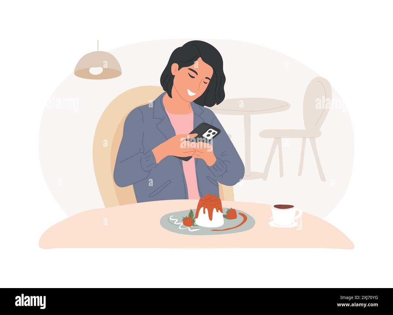 Favorite dessert isolated cartoon vector illustrations. Beautiful girl ...
