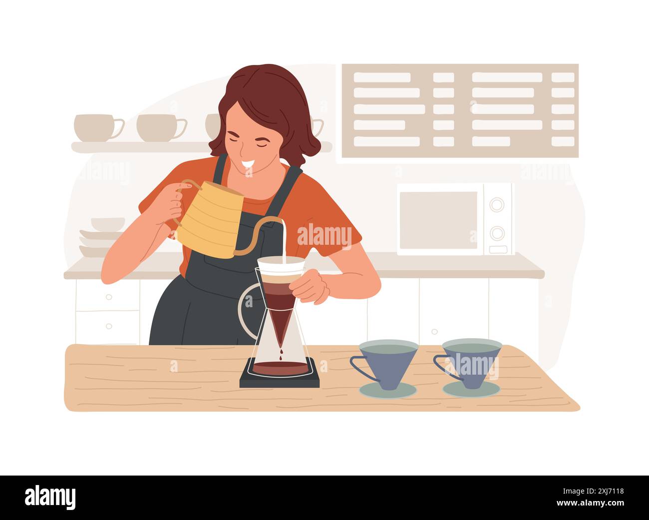 Barista making pour over coffee Stock Vector Images - Alamy
