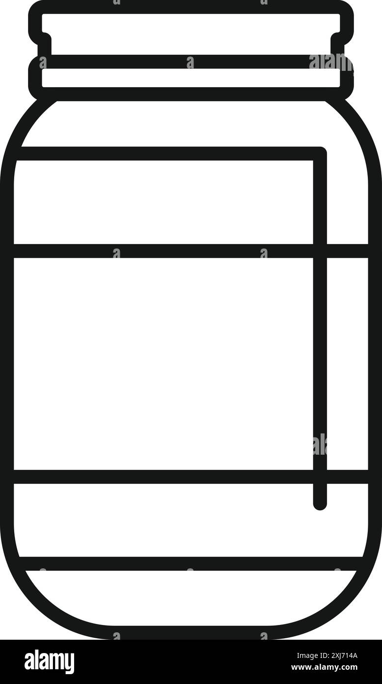 Simple line drawing of a closed empty glass jar with lid for pickled ...