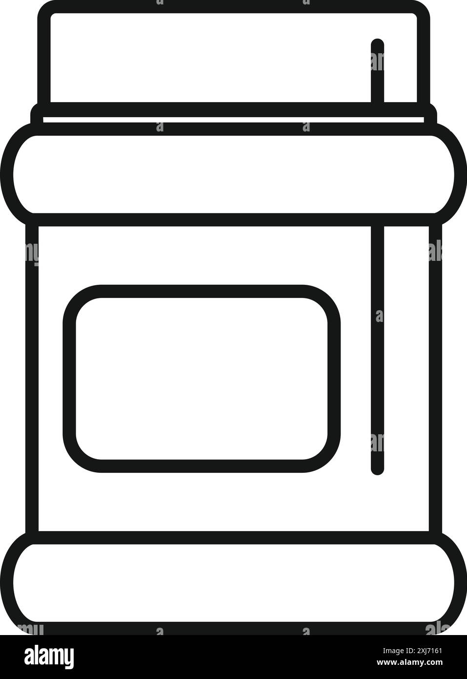 Line drawing of a plastic jar packaging with lid for bulk products ...