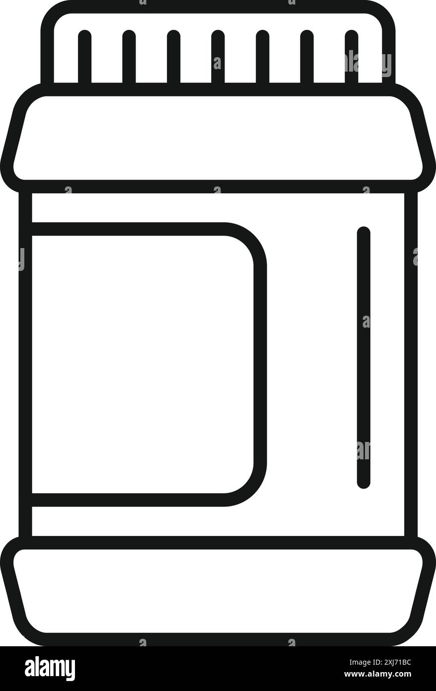 Line drawing of a plastic jar packaging showing blank label for ...