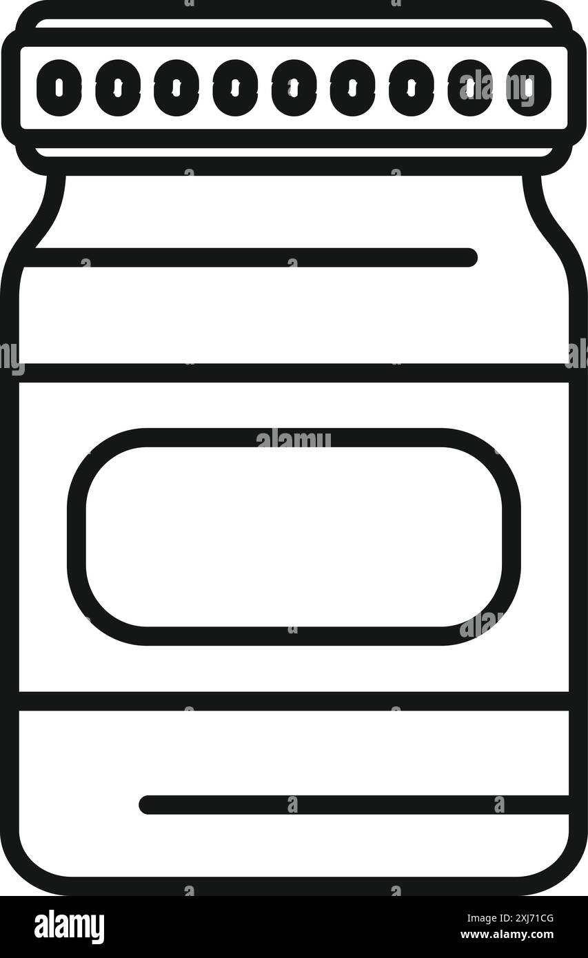 Simple line drawing of an empty jar with a blank label, ideal for ...
