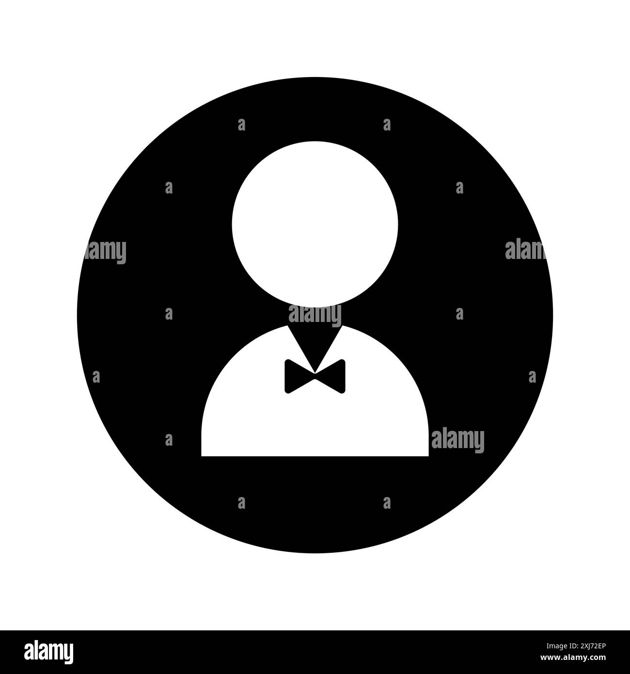 Person avatar icon. Bow tie detail. Simple profile vector. Black circle ...