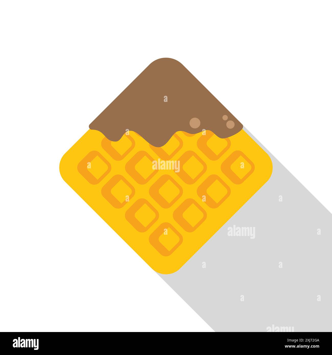 Minimalist illustration featuring a square waffle with melted chocolate ...