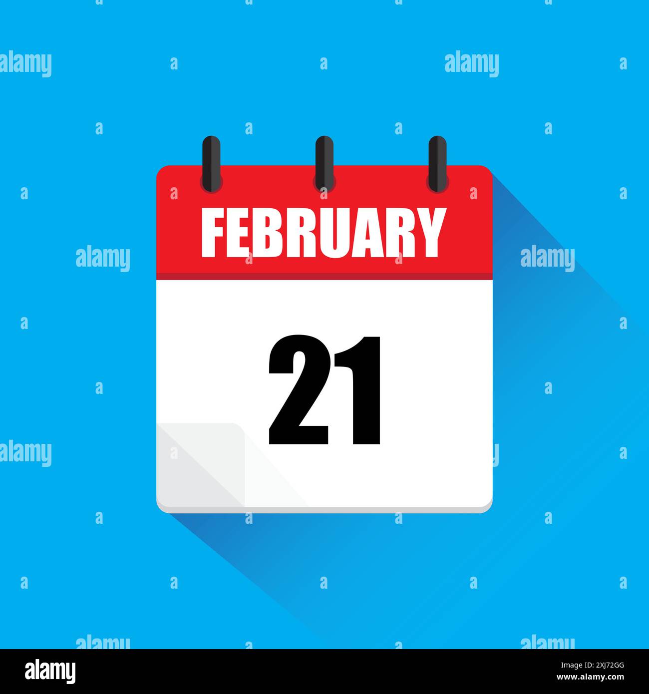 February calendar icon. Date 21 vector. Date twenty one. Flat design ...