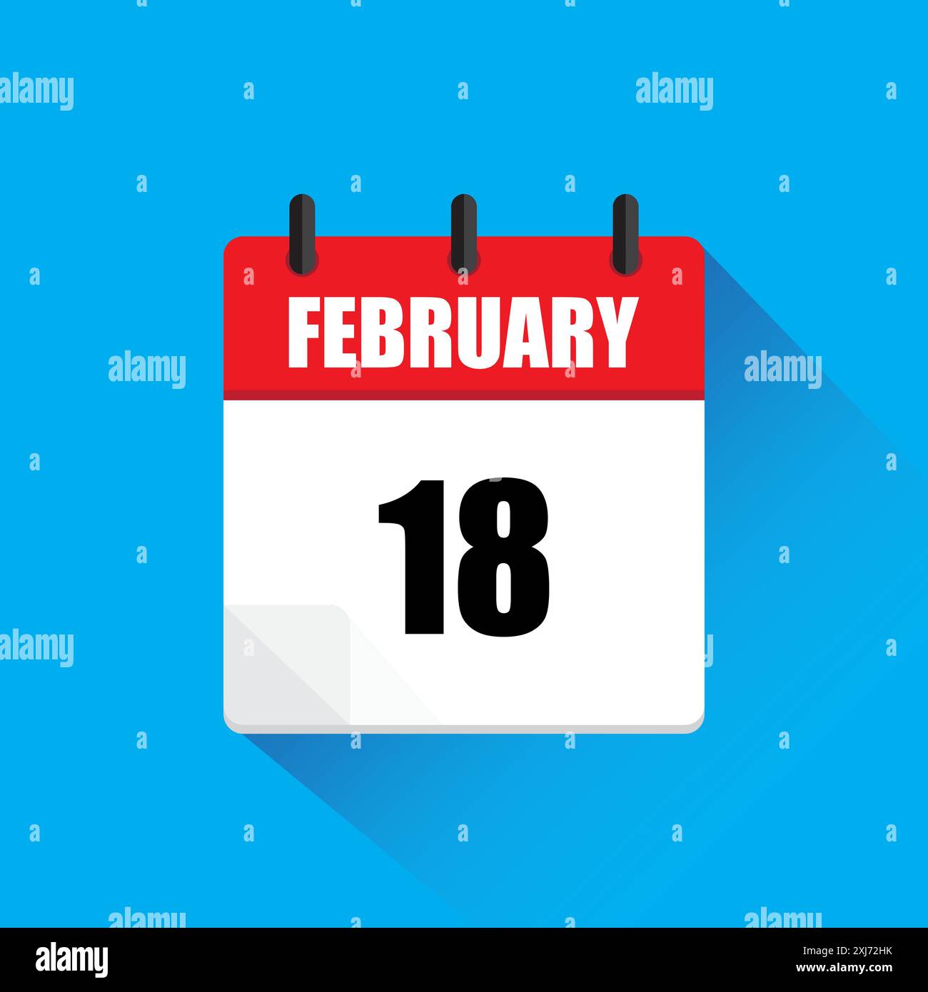 February calendar icon. Date 18 vector. Date eighteen. Flat design ...