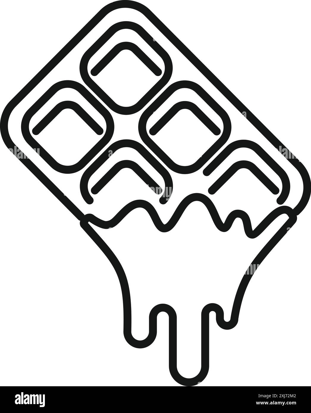 Line art illustration of a melting chocolate bar, perfect for a logo or ...