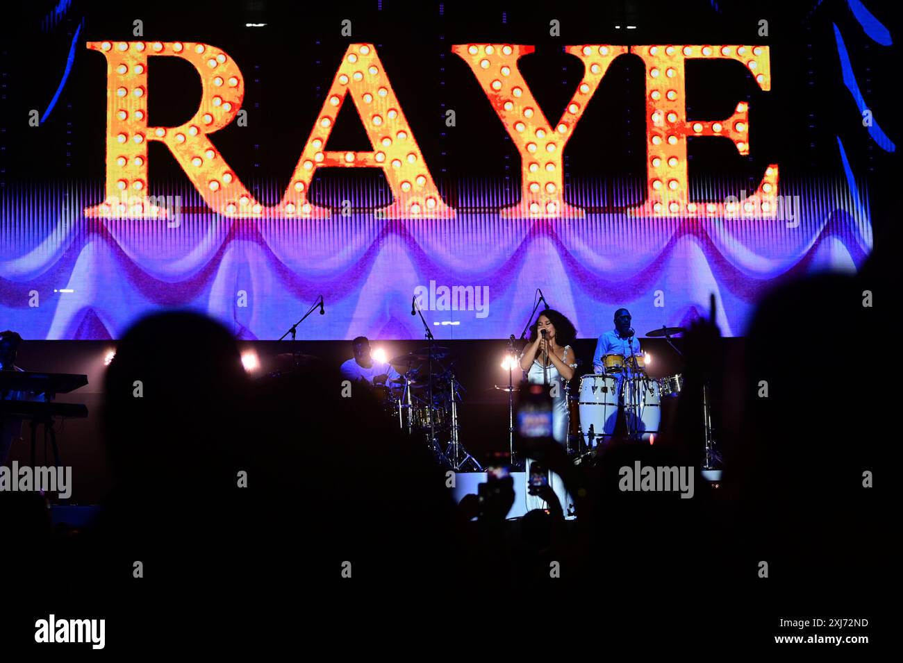 Floriana, Malta. 16th July, 2024. British singer Raye performs at the ...