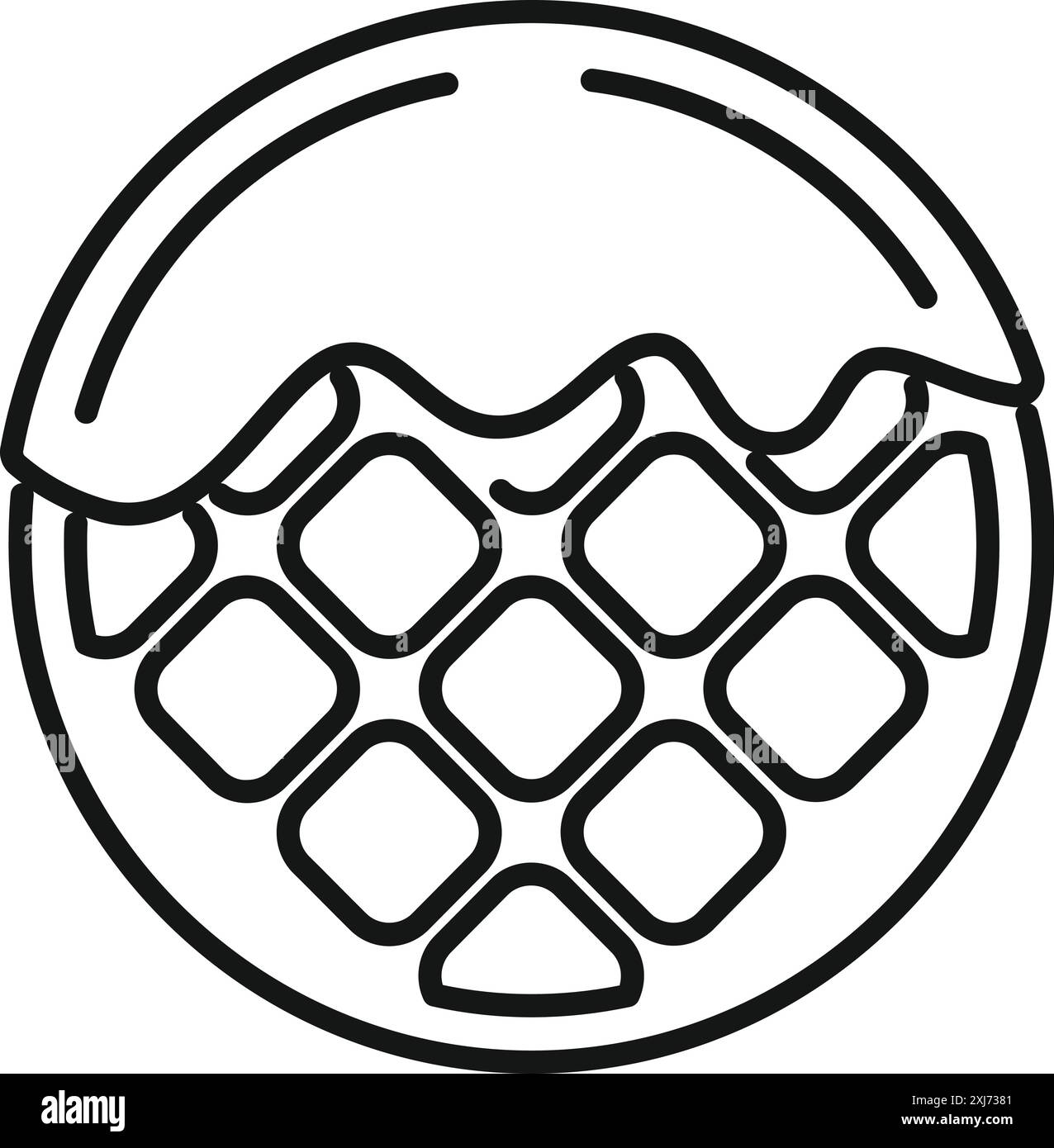 Round waffle is covered in syrup, perfect for breakfast cafe menu Stock ...