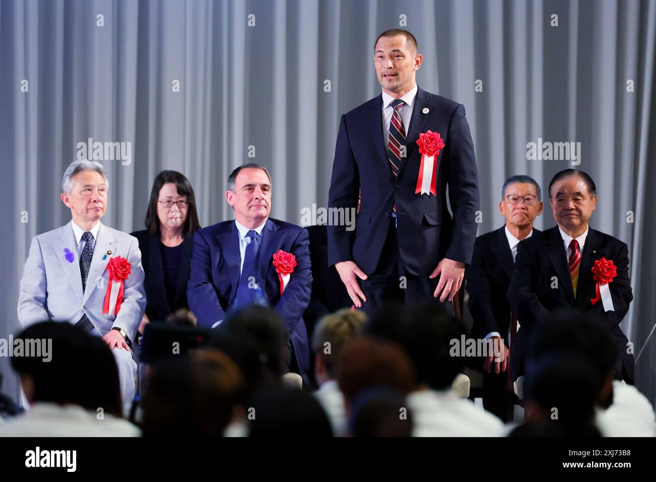 (L-R) Masahito Moriyama, Philippe Setton, Koji Murofushi, JOCKunihiko ...