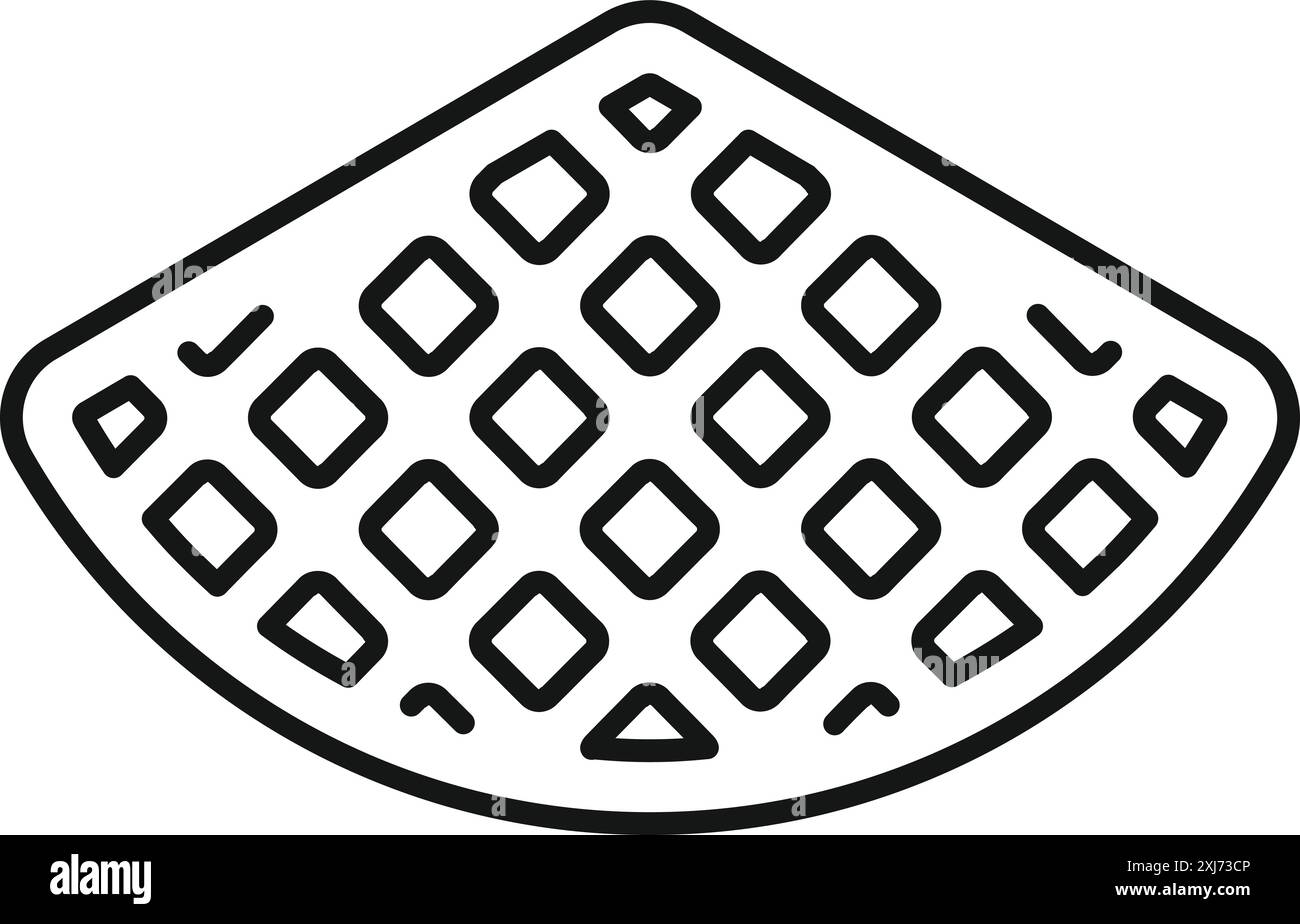 Line art icon of a waffle cut in half, representing a popular breakfast ...