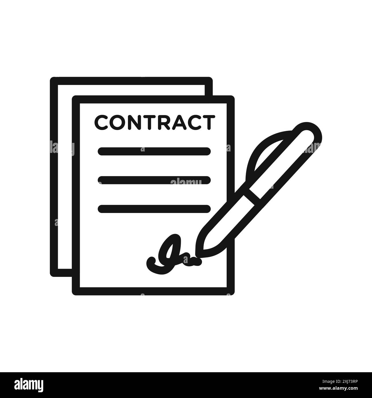 Contract signing icon vector line logo mark or symbol set collection ...