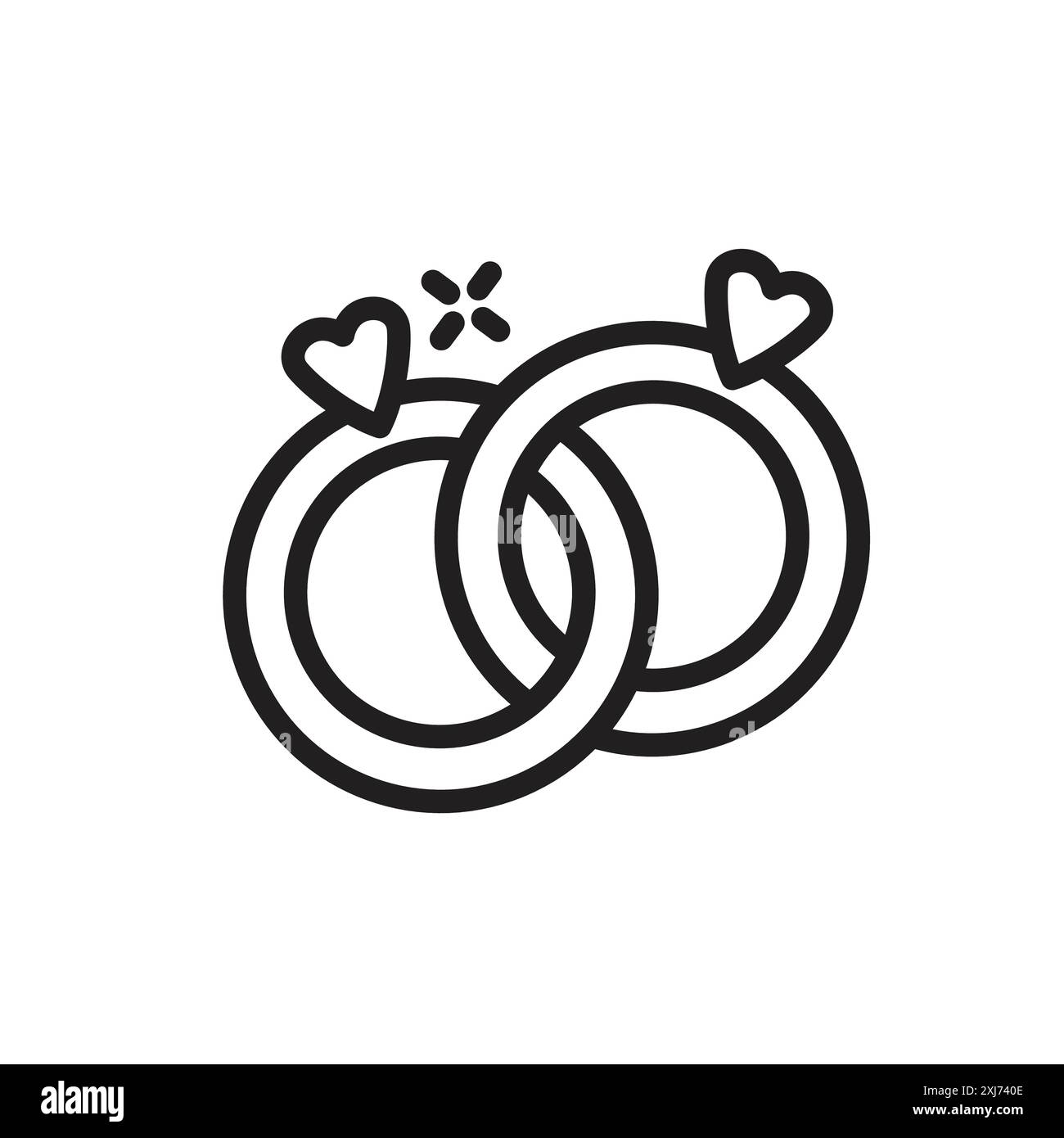 Couple ring icon vector line logo mark or symbol set collection outline ...