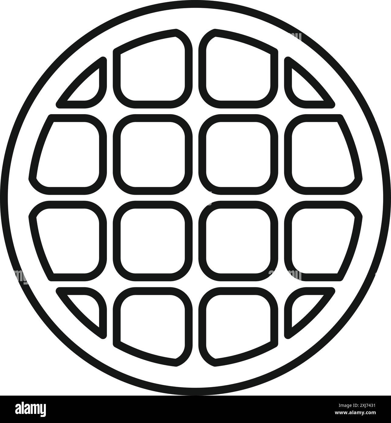 Simple line drawing of a round waffle, ready for butter and syrup Stock ...