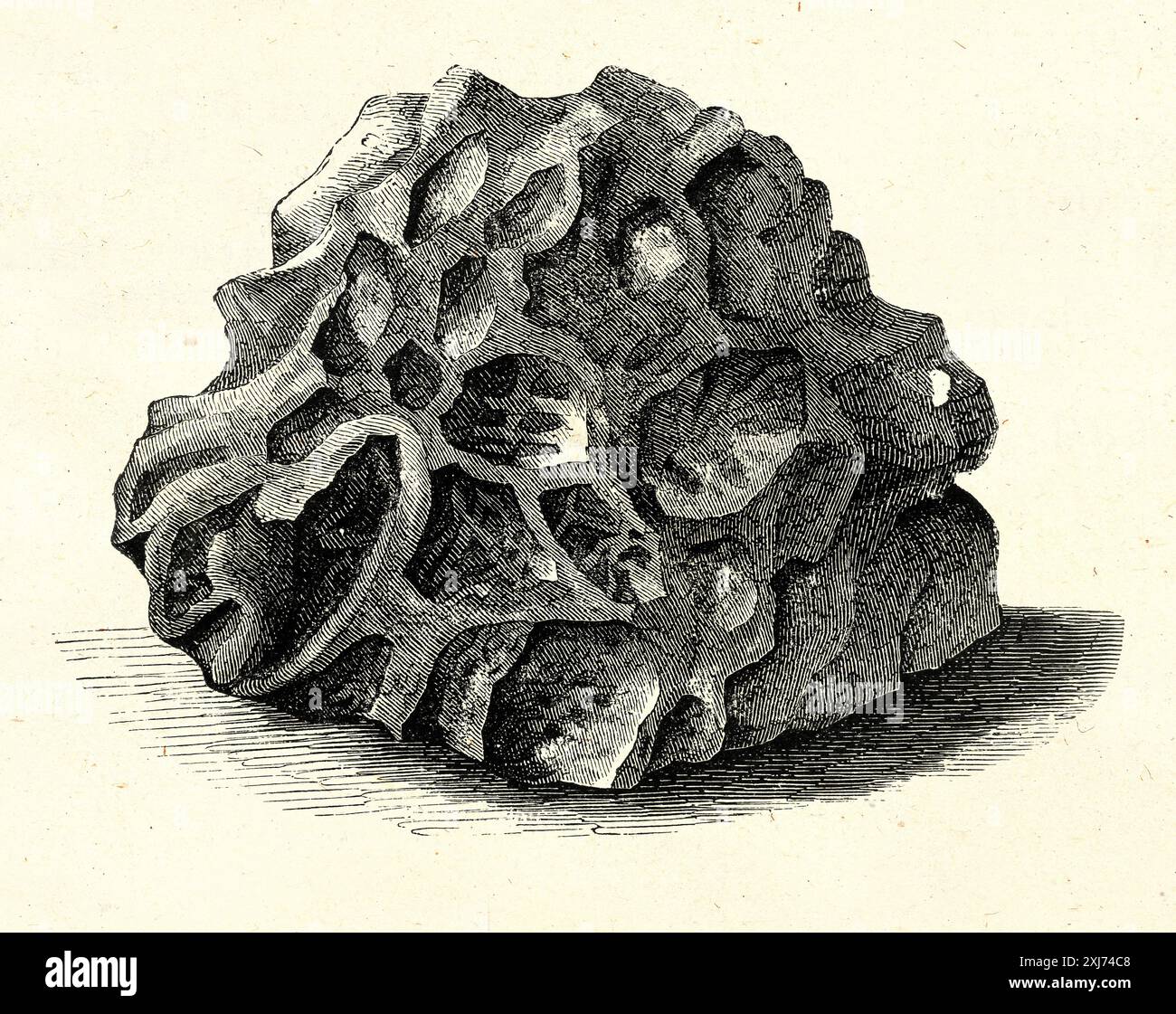 Illustration of an iron meteorite fragment obtained from an explosion ...