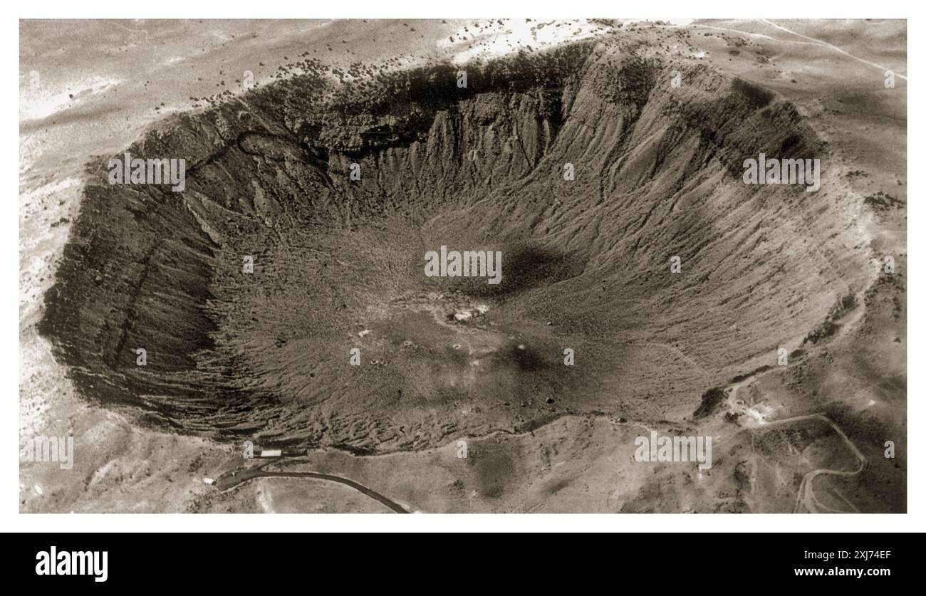 Aerial view of Barringer Crater in Arizona, USA. This crater, also ...