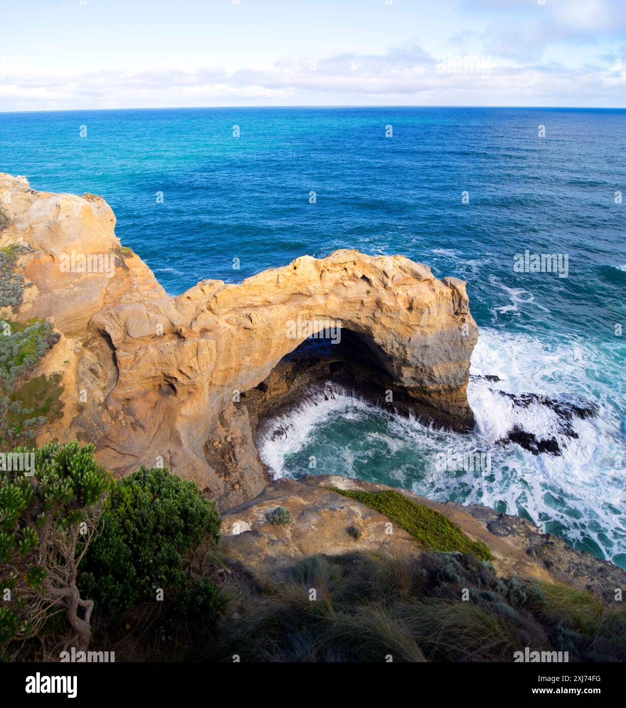 The limestone coastal feature known as the Arch viewed from the Great ...