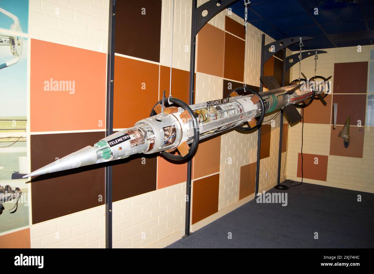 A sounding rocket on display at the Woomera Heritage Centre, South ...