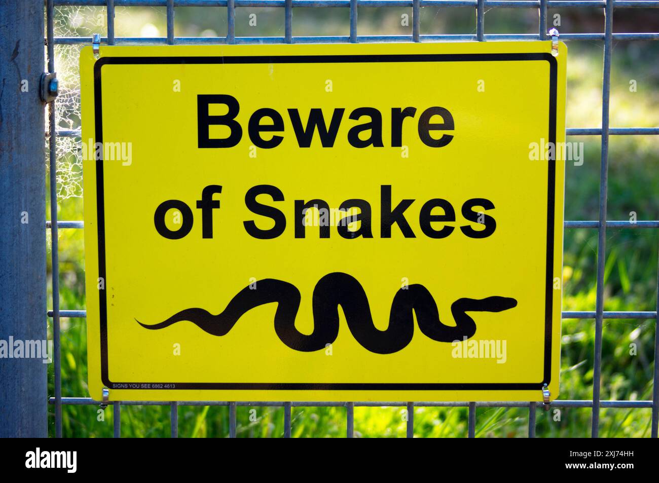 A sign warning of snakes at the Parkes Radio Telescope, New South Wales ...