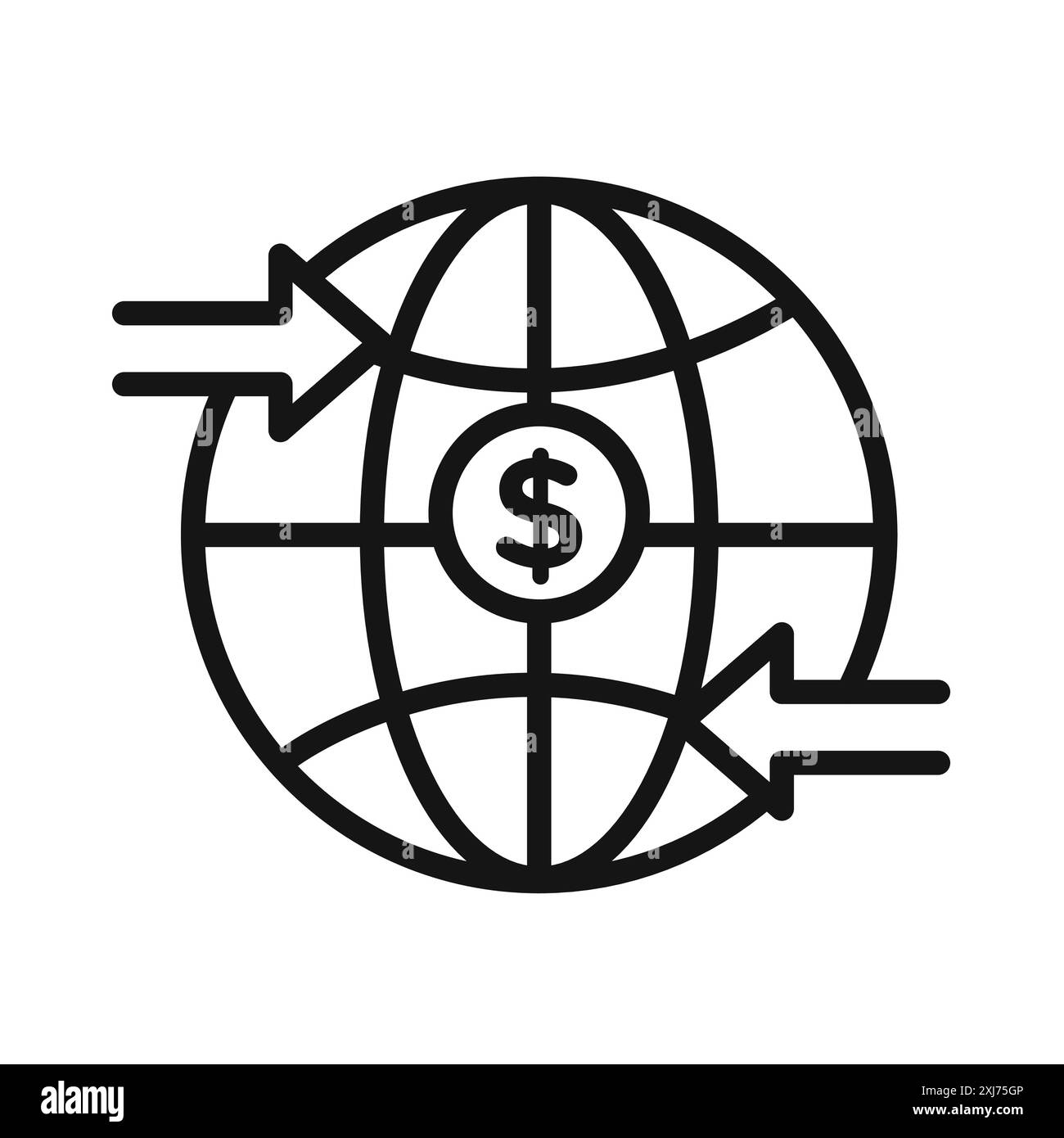 World Payment Transfer Icon Vector Line Logo Mark Or Symbol Set Collection Outline Style Stock