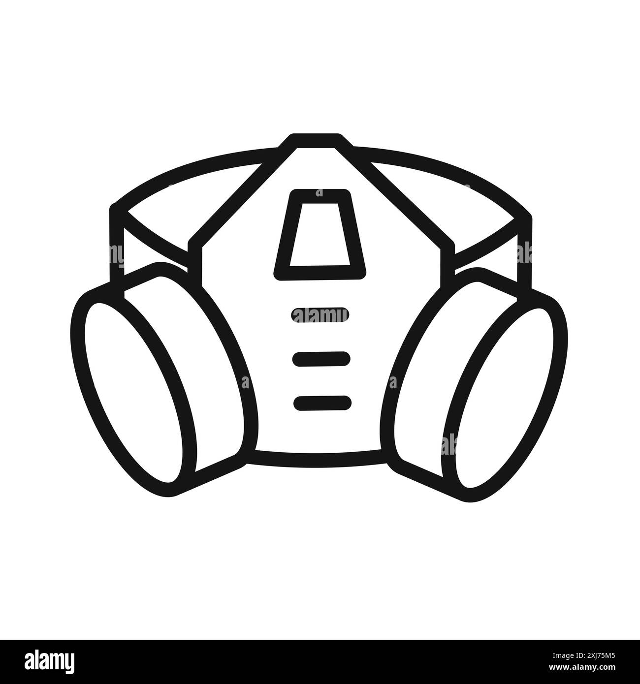 Respirator with filter cartridges icon vector line logo mark or symbol ...