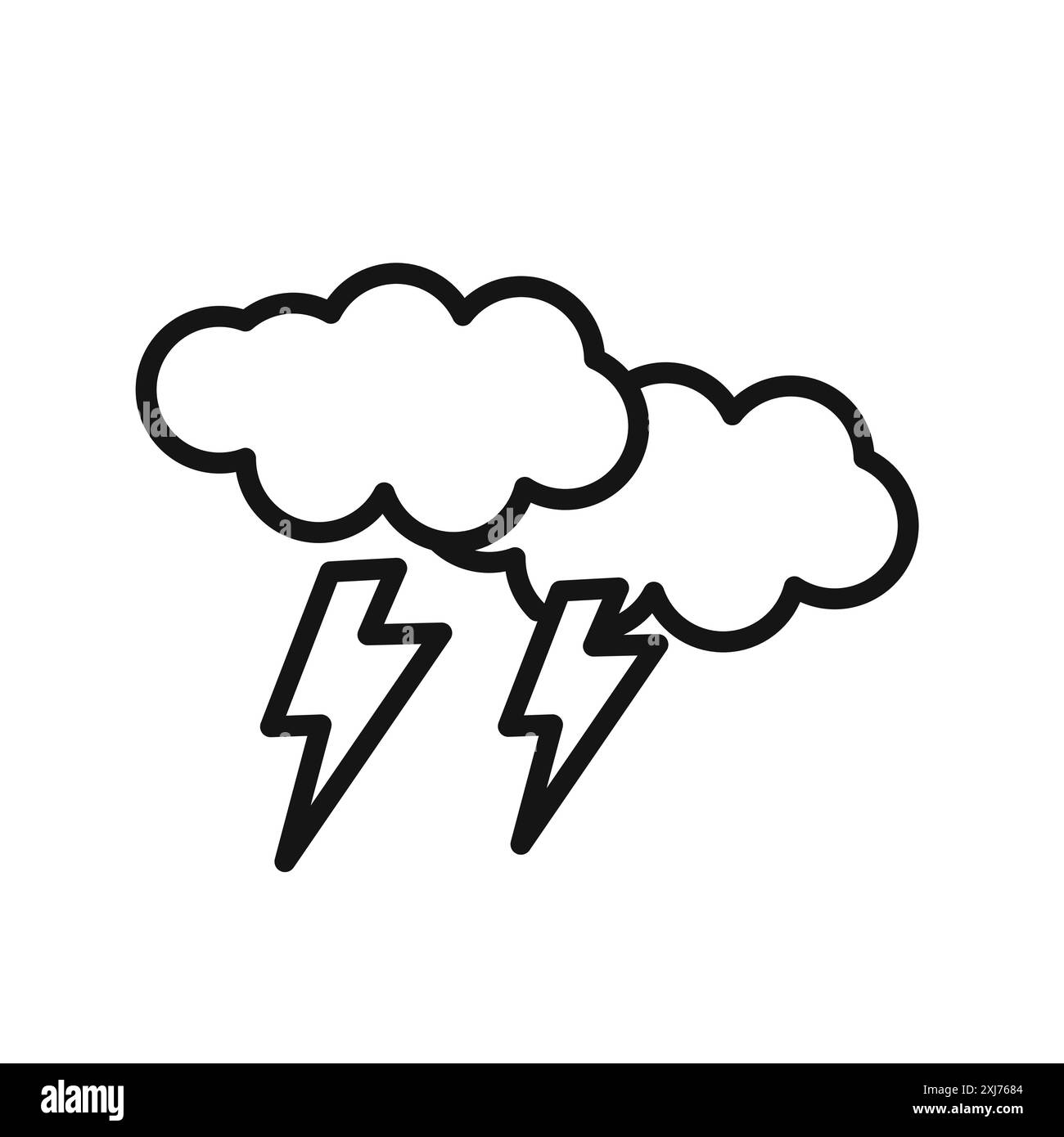 Thunder lightning icon vector line logo mark or symbol set collection ...