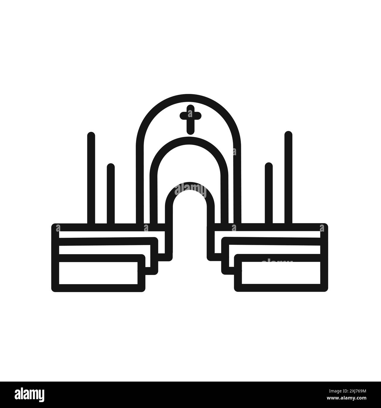 view inside catholic church icon vector line logo mark or symbol set ...