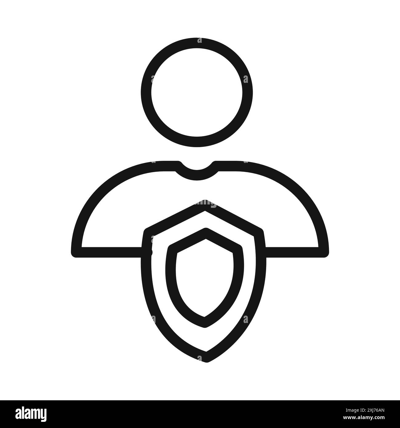 User protection shield icon vector line logo mark or symbol set ...