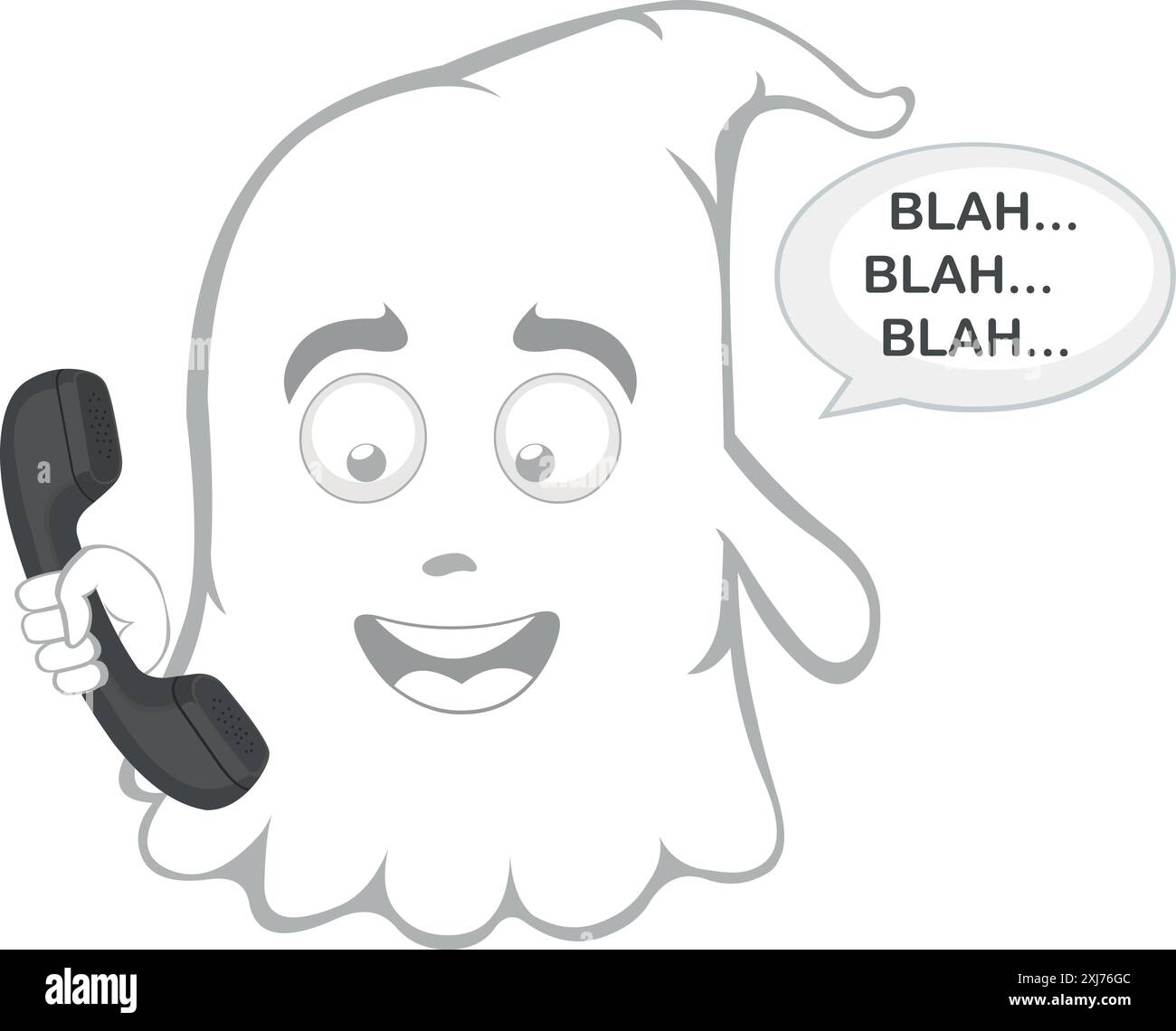 vector illustration character ghost cartoon, talking on the telephone ...
